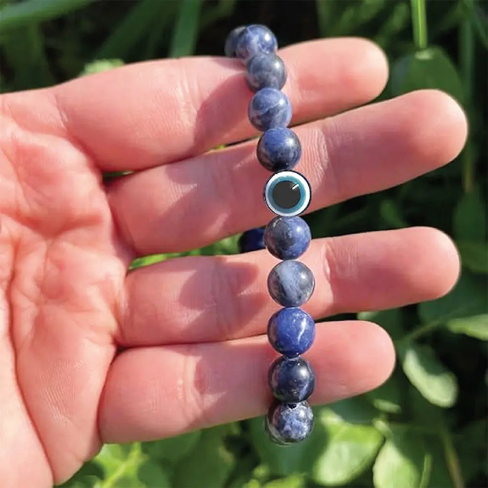 Blue Evil Eye Stones: Earth Natural Grey Stones Bracelet – SANATHAN
